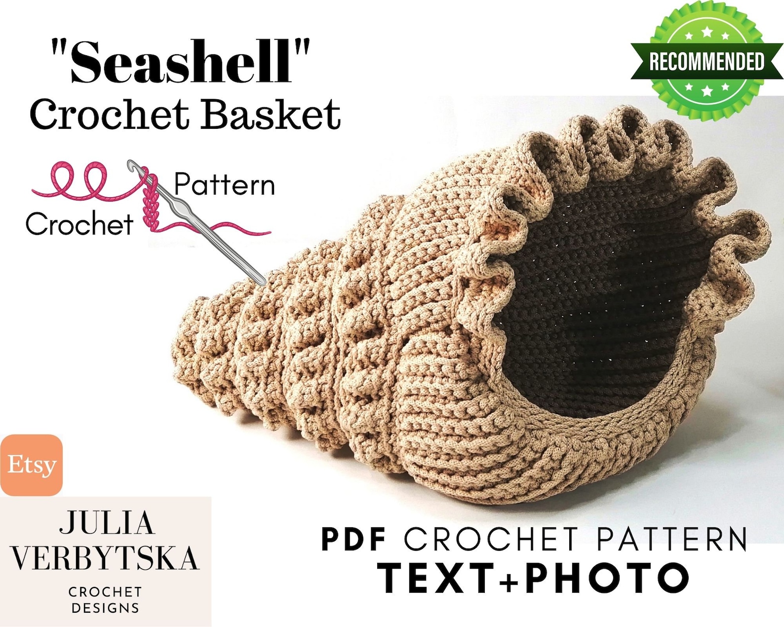 Sea Shell Crochet Basket PDF Pattern Tutorial - Etsy
