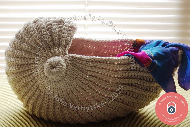 Nautilus Shell Crochet Basket Photo PDF Crochet Pattern, Detailed Photo ...