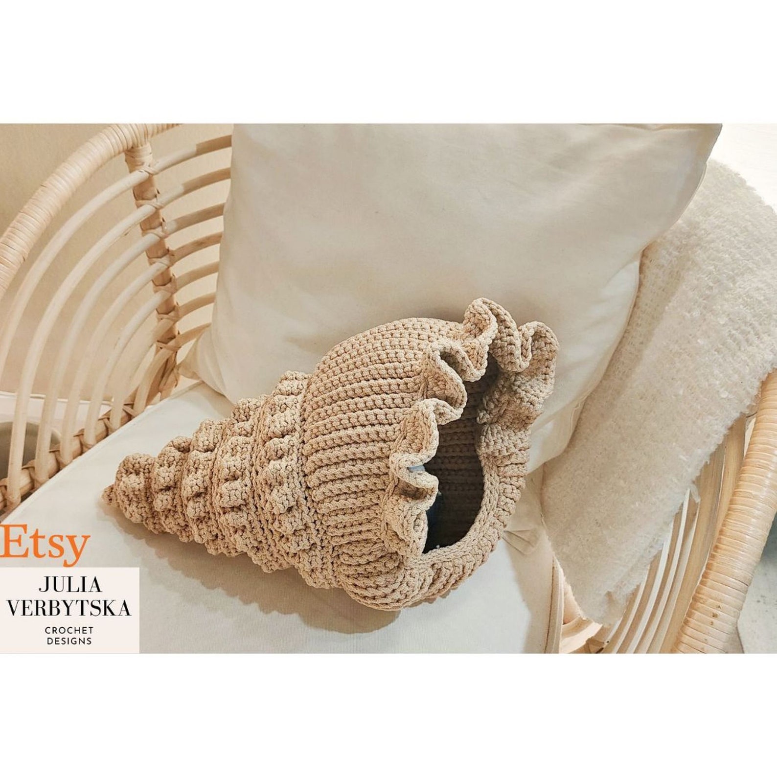 Sea Shell Crochet Basket PDF Pattern Tutorial - Etsy