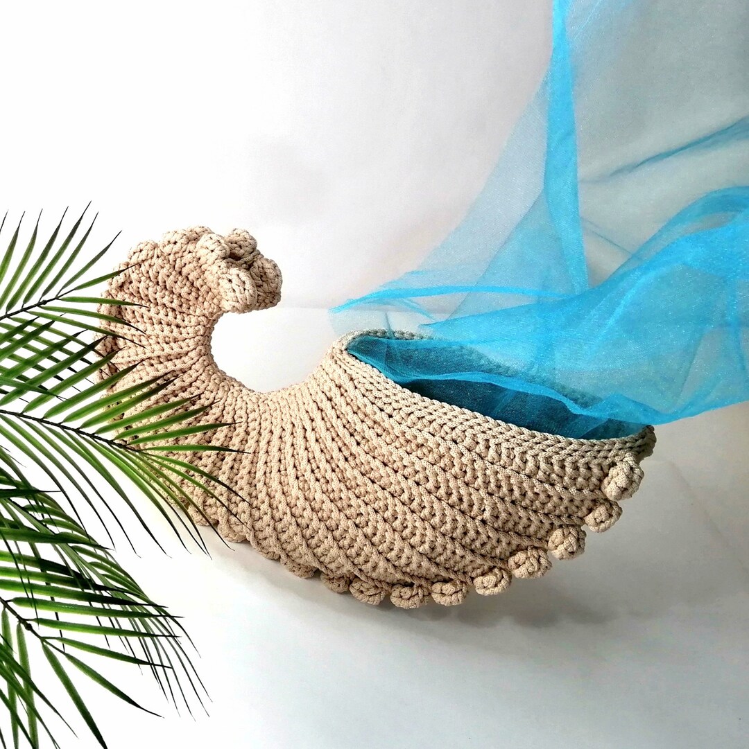 Curved Shell Crochet Basket PDF Pattern and Photo Tutorial. - Etsy