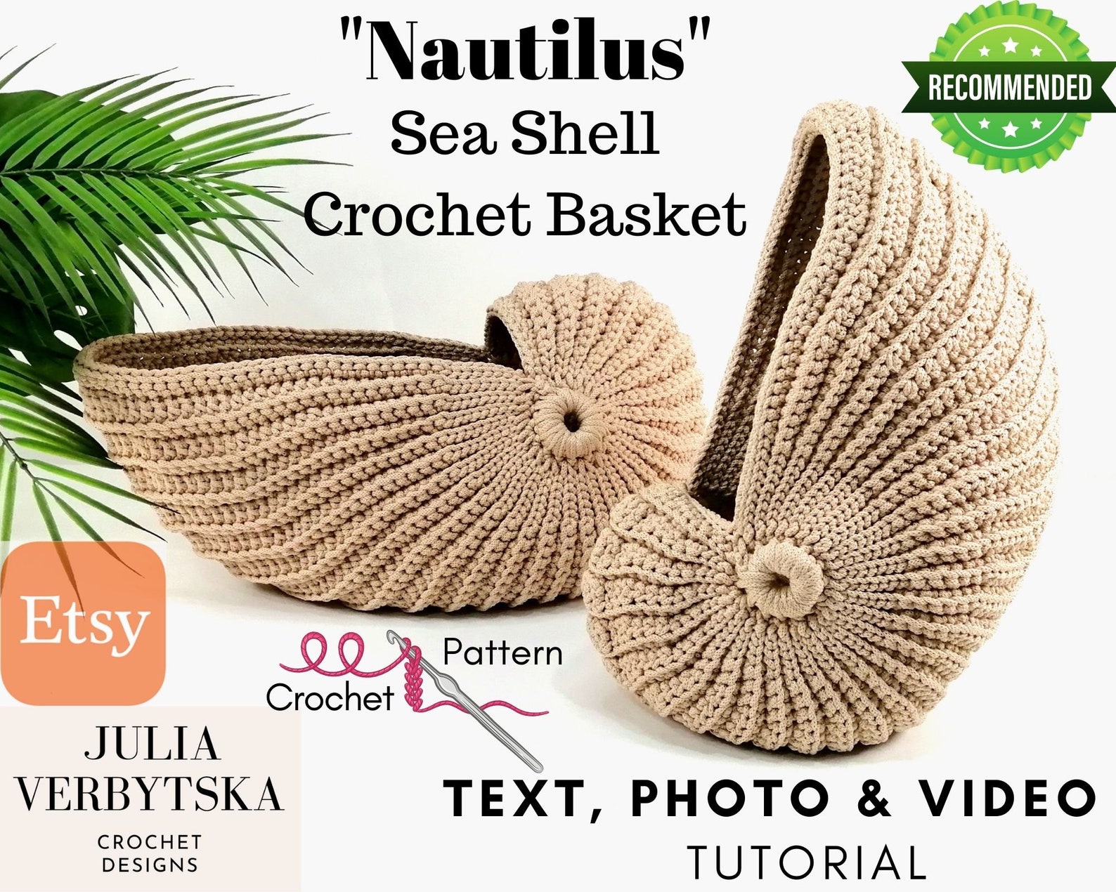 Nautilus Shell Crochet Basket Photo PDF Crochet Pattern, Detailed Photo ...