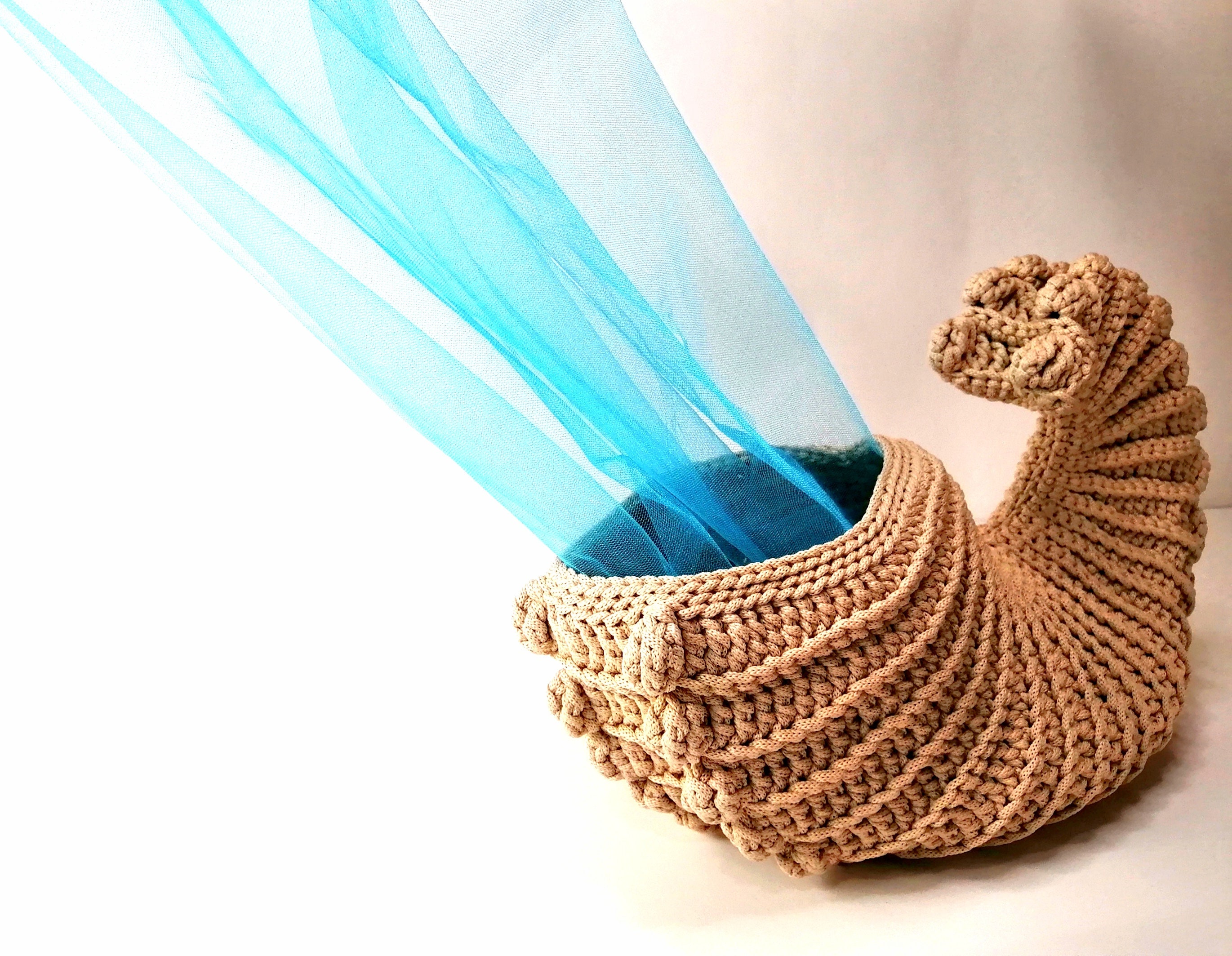 Curved Shell Crochet Basket PDF Pattern and Photo Tutorial. | Etsy