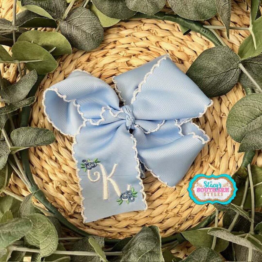 Monogrammed Hairbow, Cute Stitched Initial Hairbow, Pretty Hairbow ...