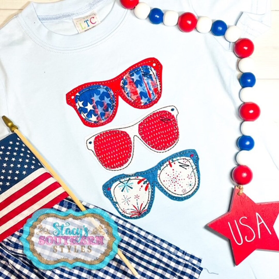 Patriotic Sunglasses Applique Sunglasses Shirt Independence Etsy