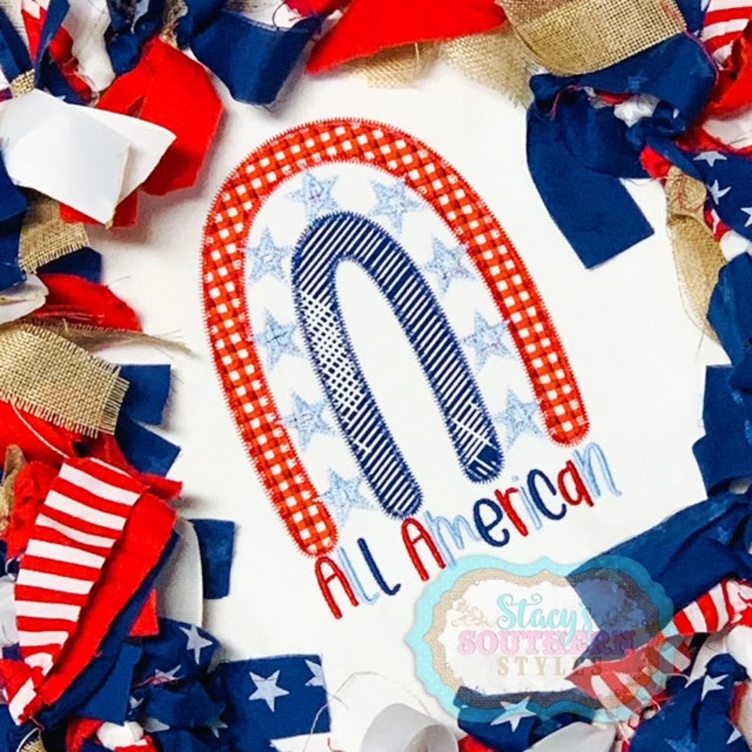 Patriotic Rainbow Applique, Independence Day Shirt, All American ...