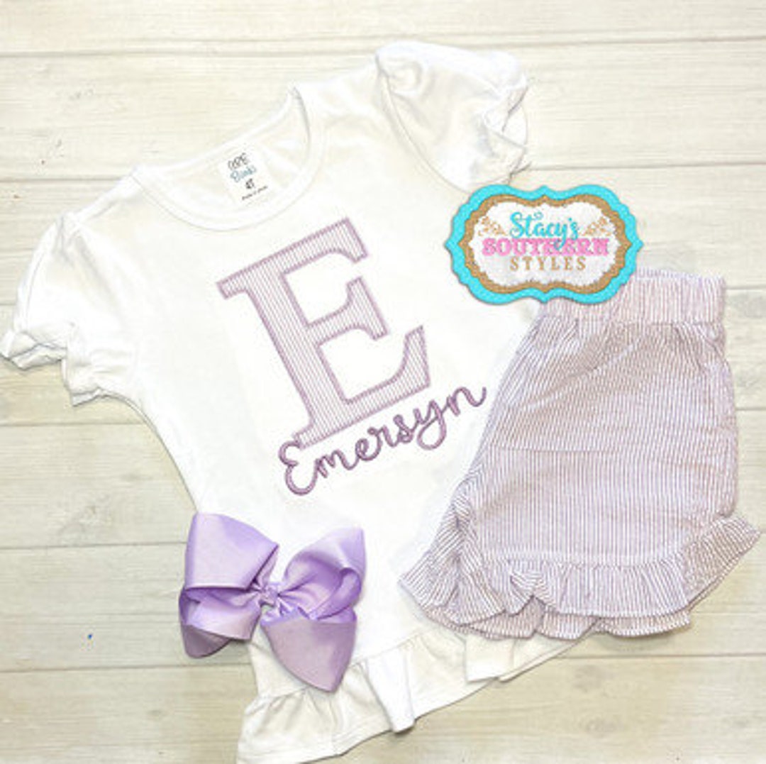 Initial and Name Appliqued Design, Cute Personalized Shirt and Shorts ...