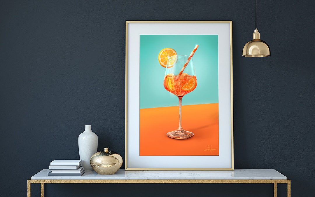 Bar Cart Aperol Spritz Art Print | Cocktail Art Poster | Mixology Gift ...