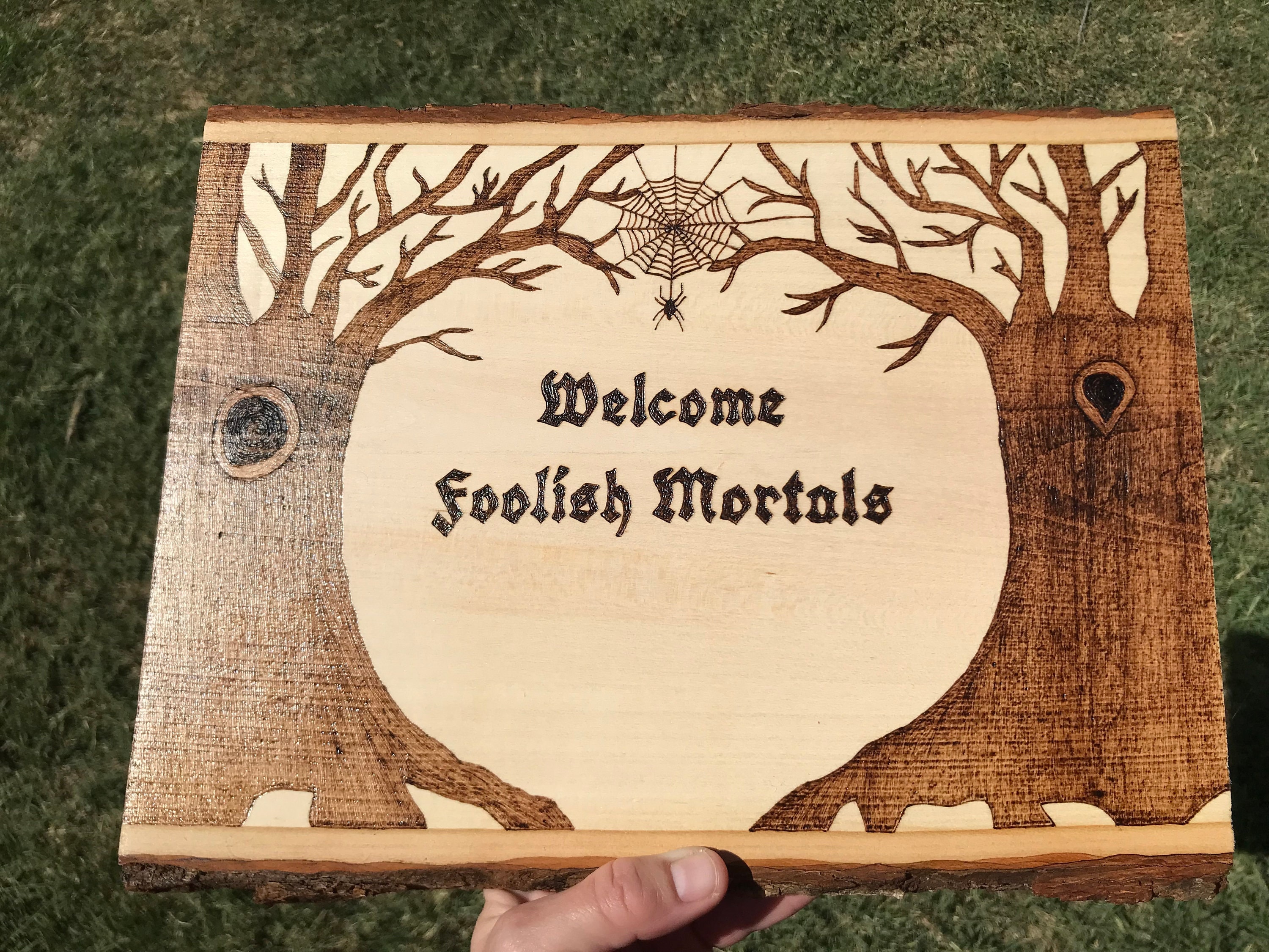 Welcome Foolish Mortals Wood Wall Art - Etsy