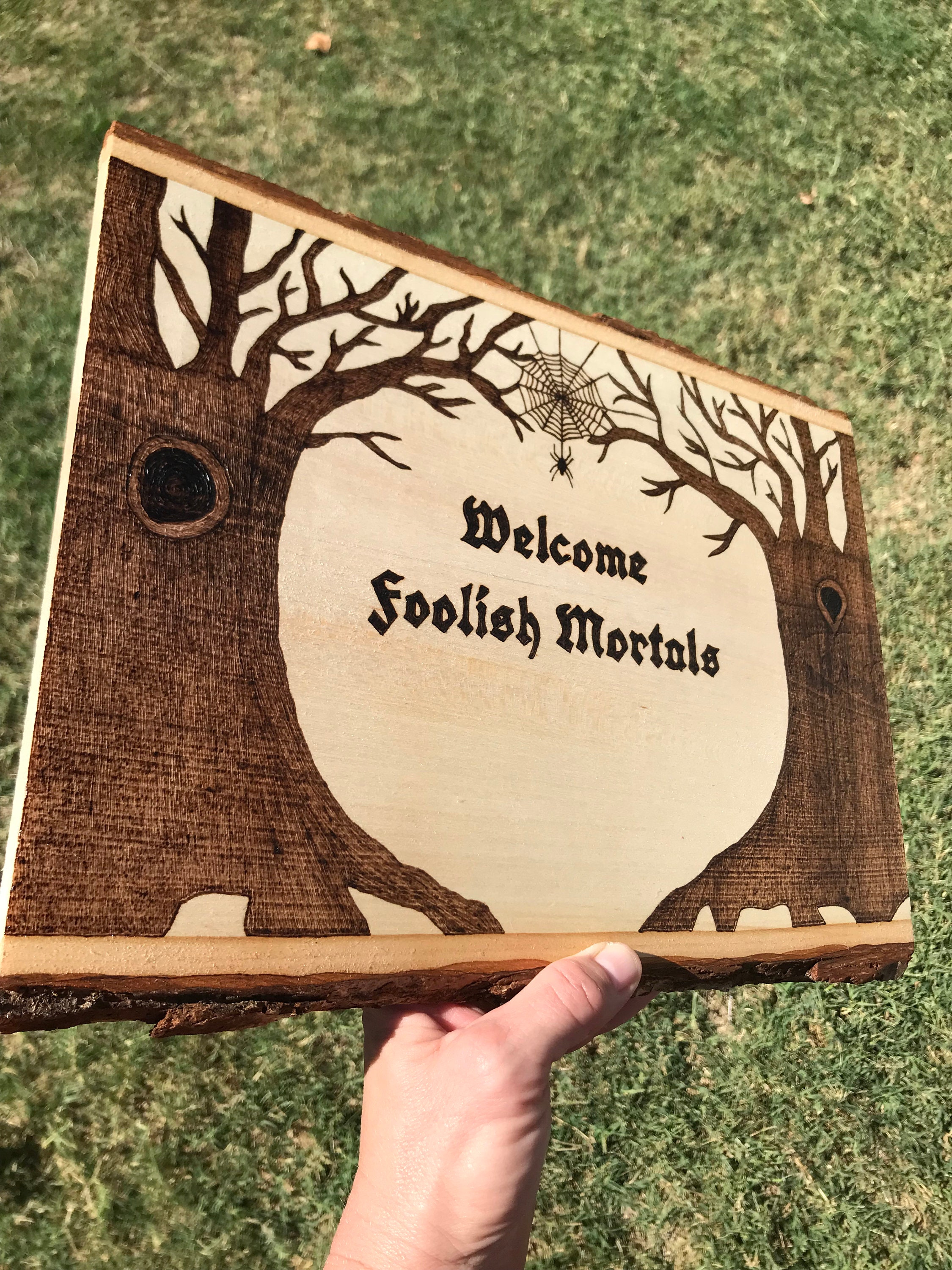 Welcome Foolish Mortals Wood Wall Art - Etsy