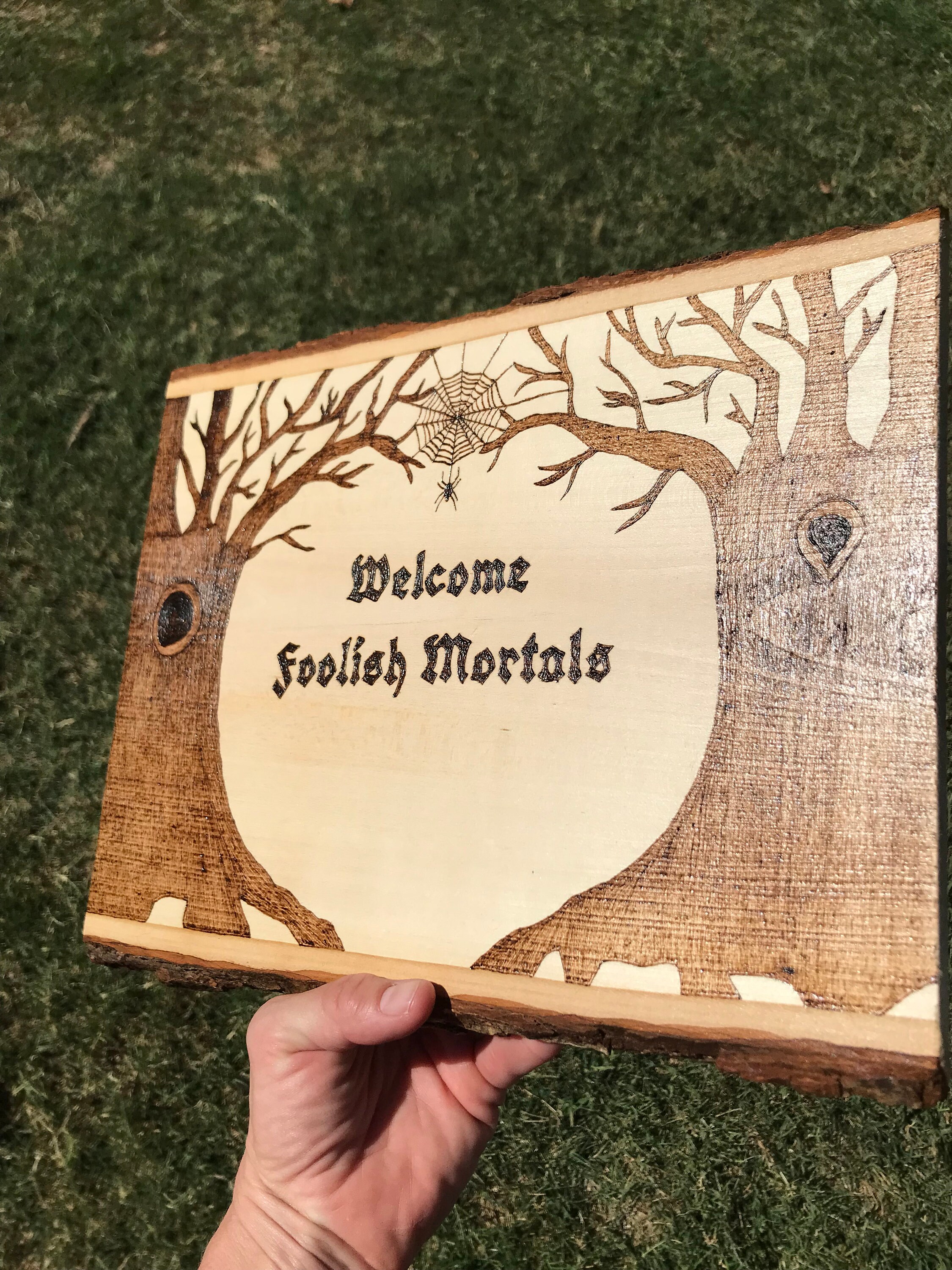 Welcome Foolish Mortals Wood Wall Art - Etsy