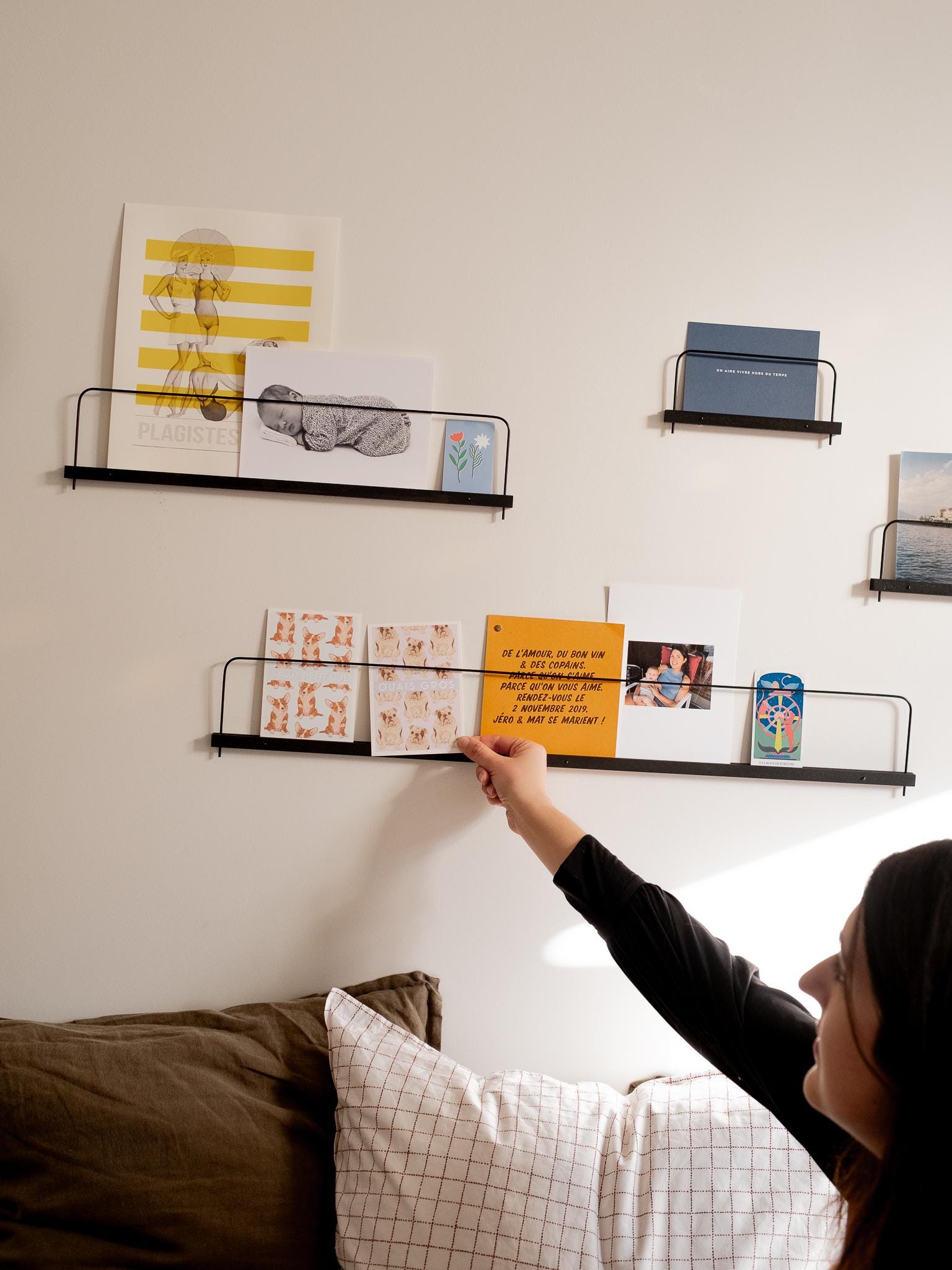 Photo, Polaroid & Postcard Shelfs (80cm) in Tinted Chestnut and Black ...