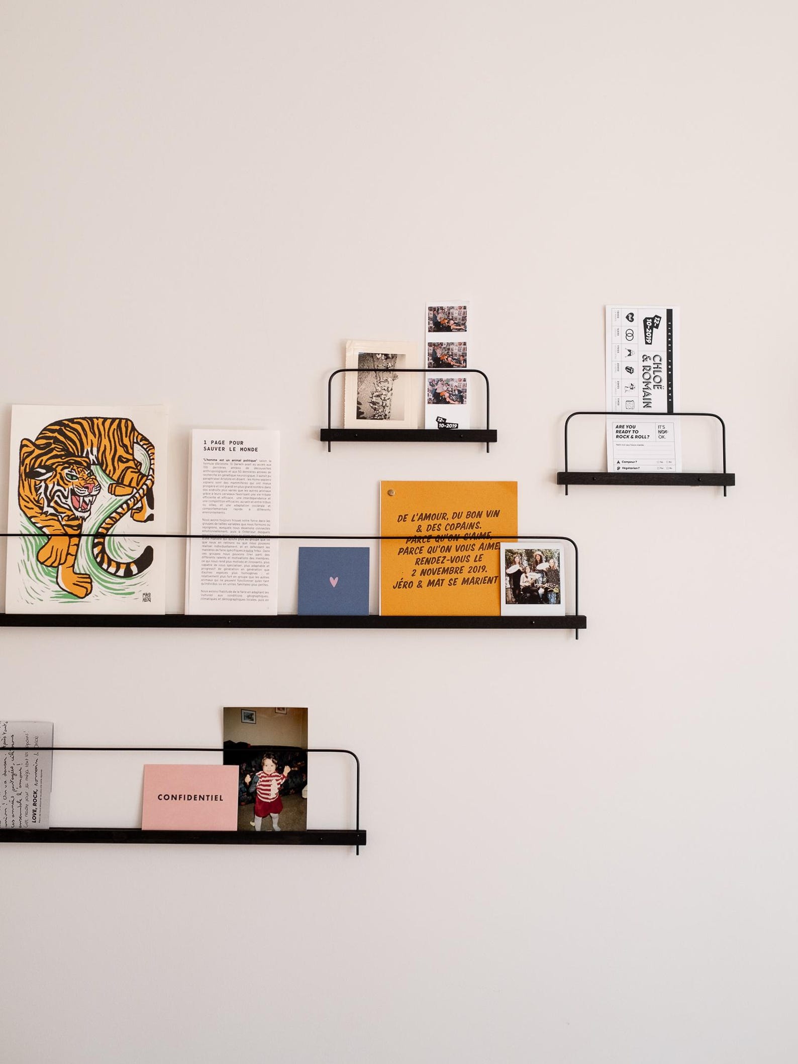 Photo, Polaroid & Postcard Shelfs (80cm) in Tinted Chestnut and Black ...