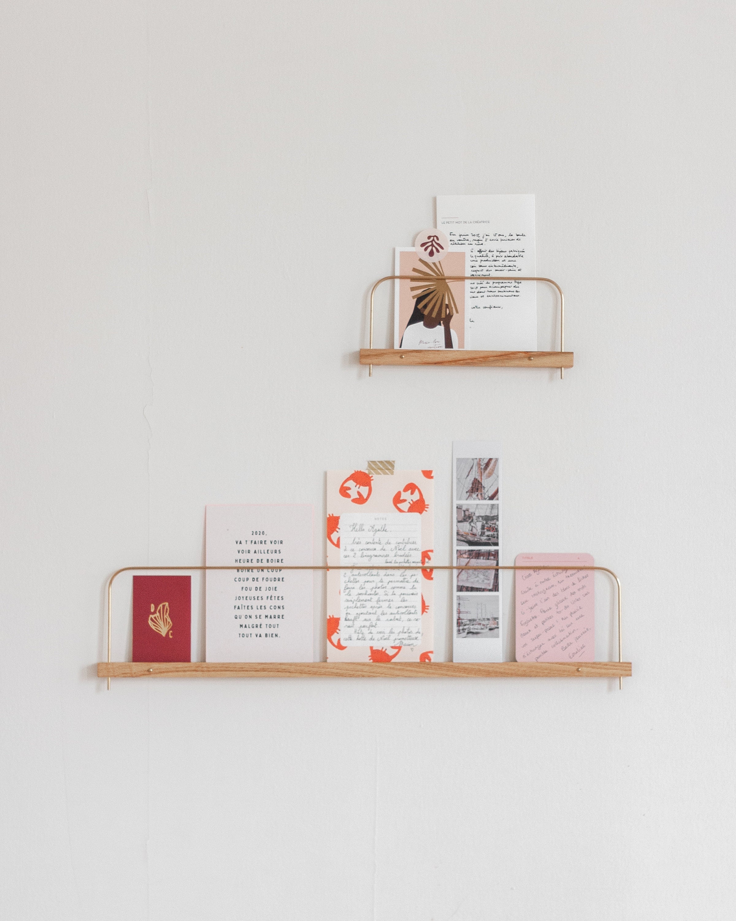 Photo Polaroid & Postcard Shelf in Solid Chestnut Wood and - Etsy