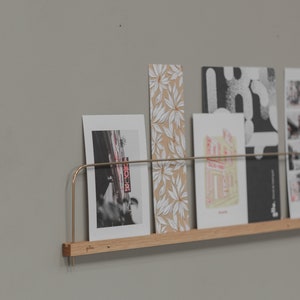 Photo, Polaroid & Postcard Shelf in Solid Chestnut Wood and Solid Brass ...
