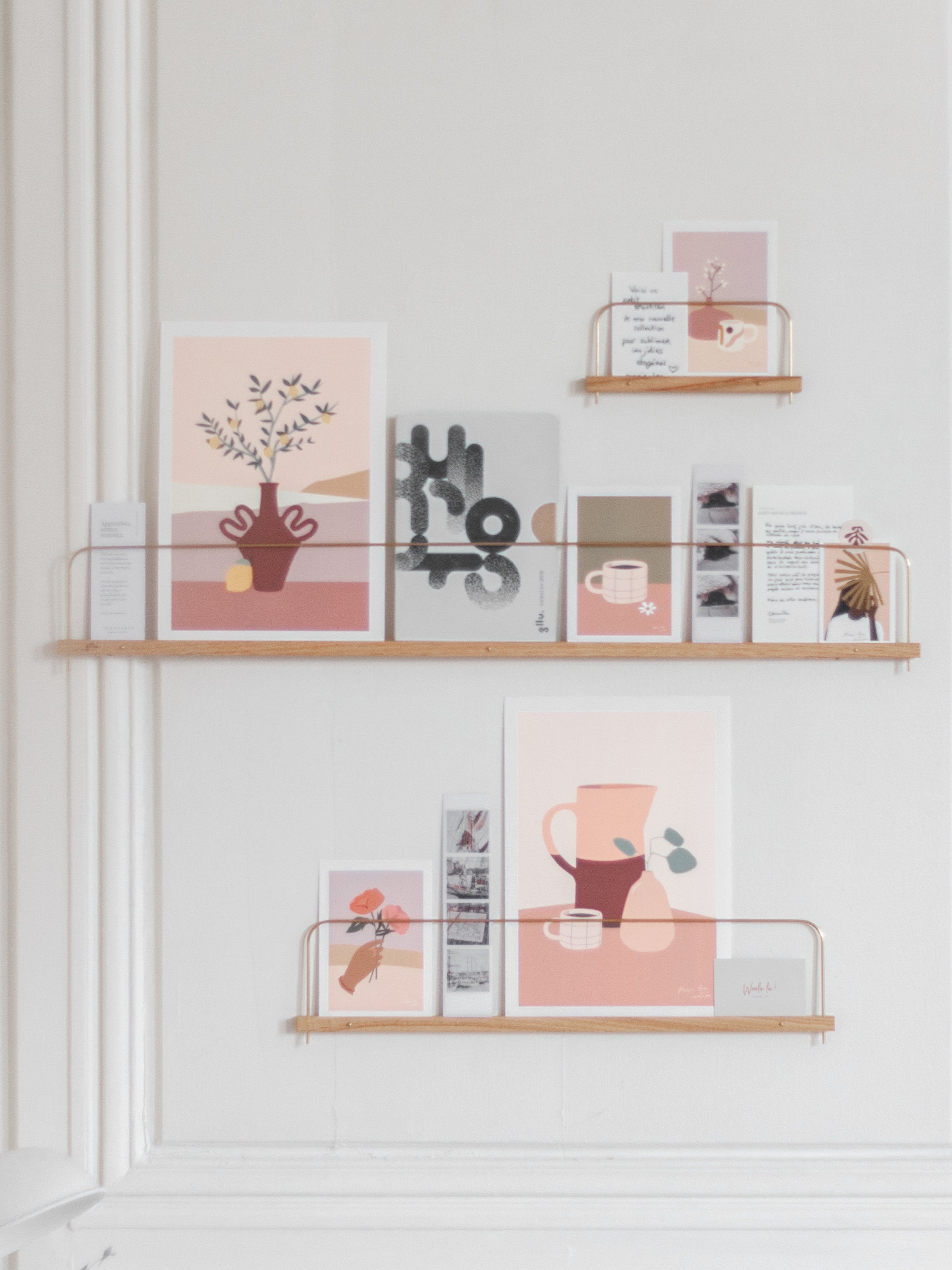 Photo Polaroid & Postcard Shelf in Solid Chestnut Wood and - Etsy UK