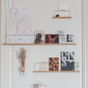 Photo Polaroid & Postcard shelf in solid chestnut wood and | Etsy