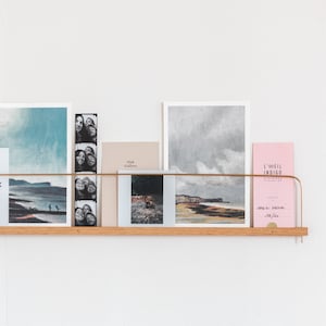Photo, Polaroid & Postcard Shelf in Solid Chestnut Wood and Solid Brass ...