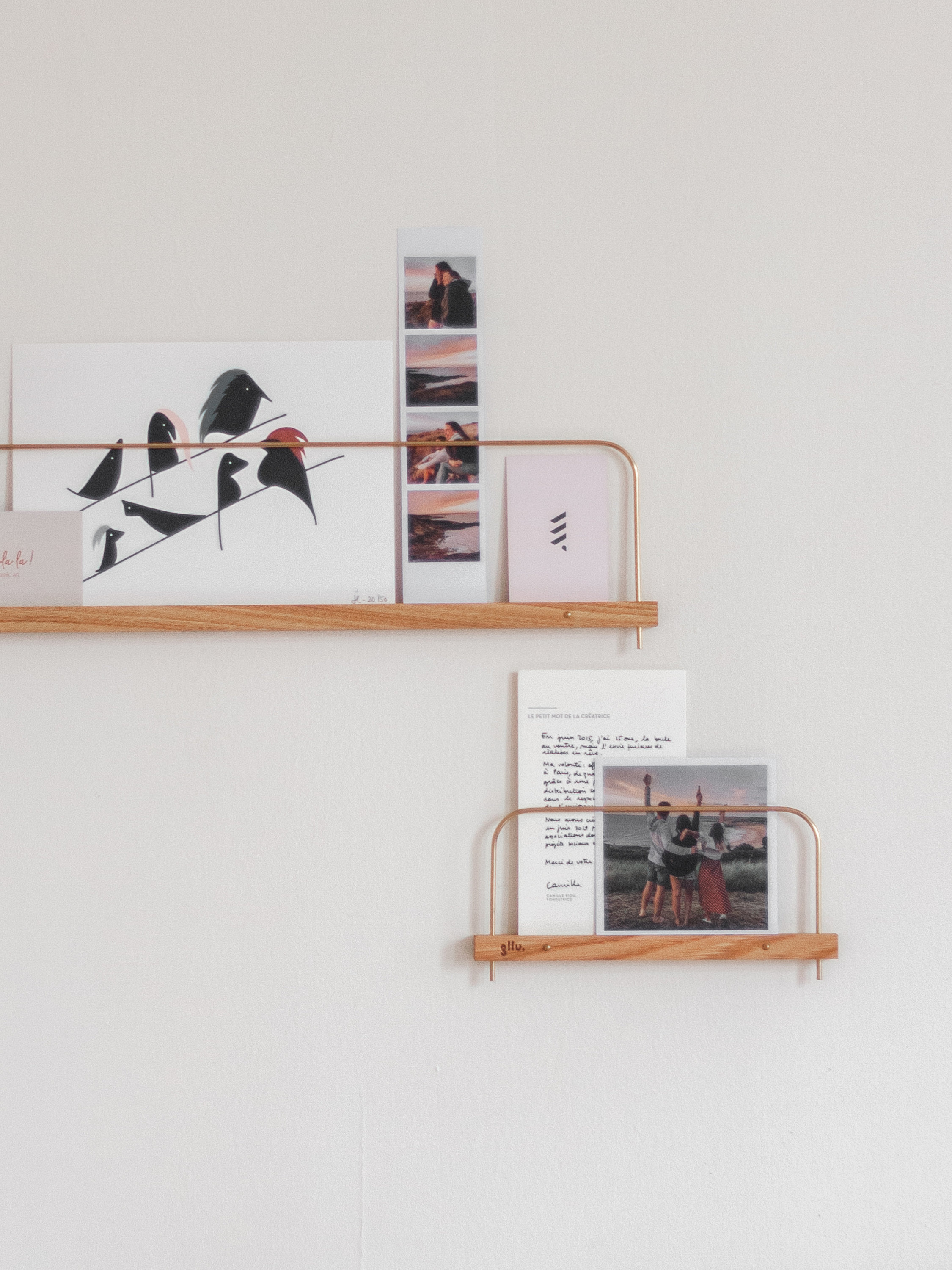 Photo Polaroid & Postcard Shelf in Solid Chestnut Wood and - Etsy