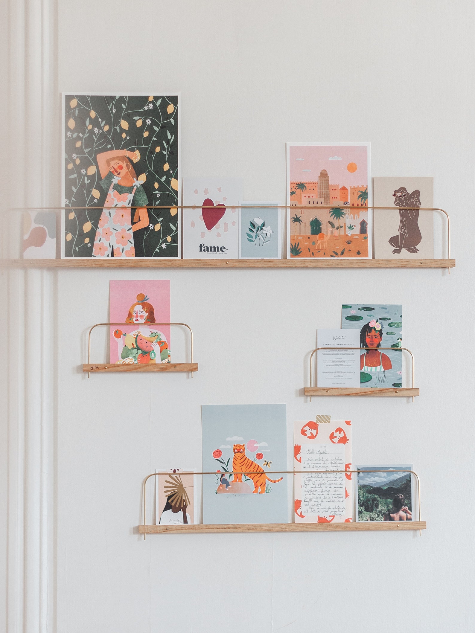 Photo Polaroid & Postcard Shelf in Solid Chestnut Wood and - Etsy UK