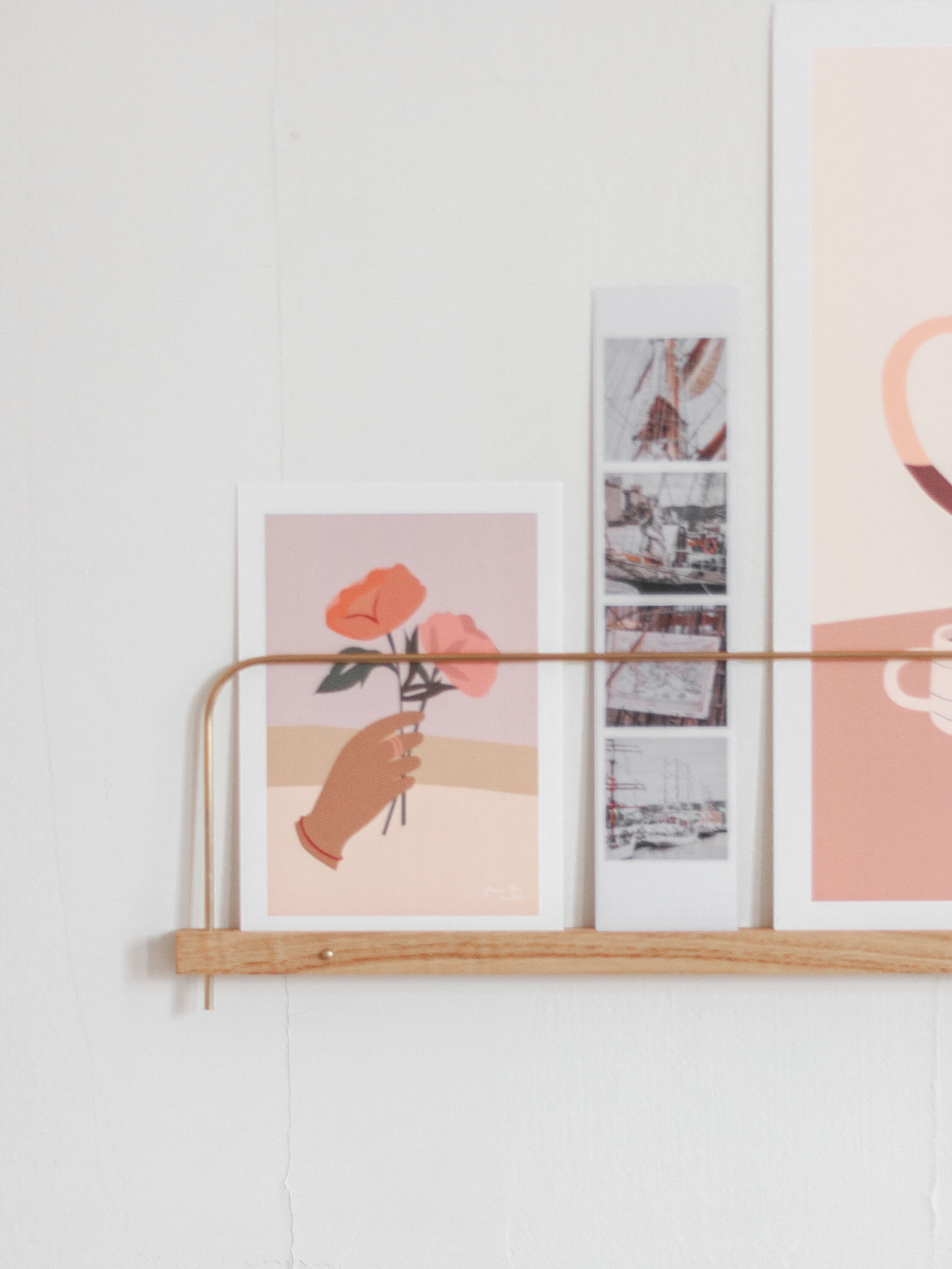 Photo Polaroid & Postcard Shelf in Solid Chestnut Wood and - Etsy UK