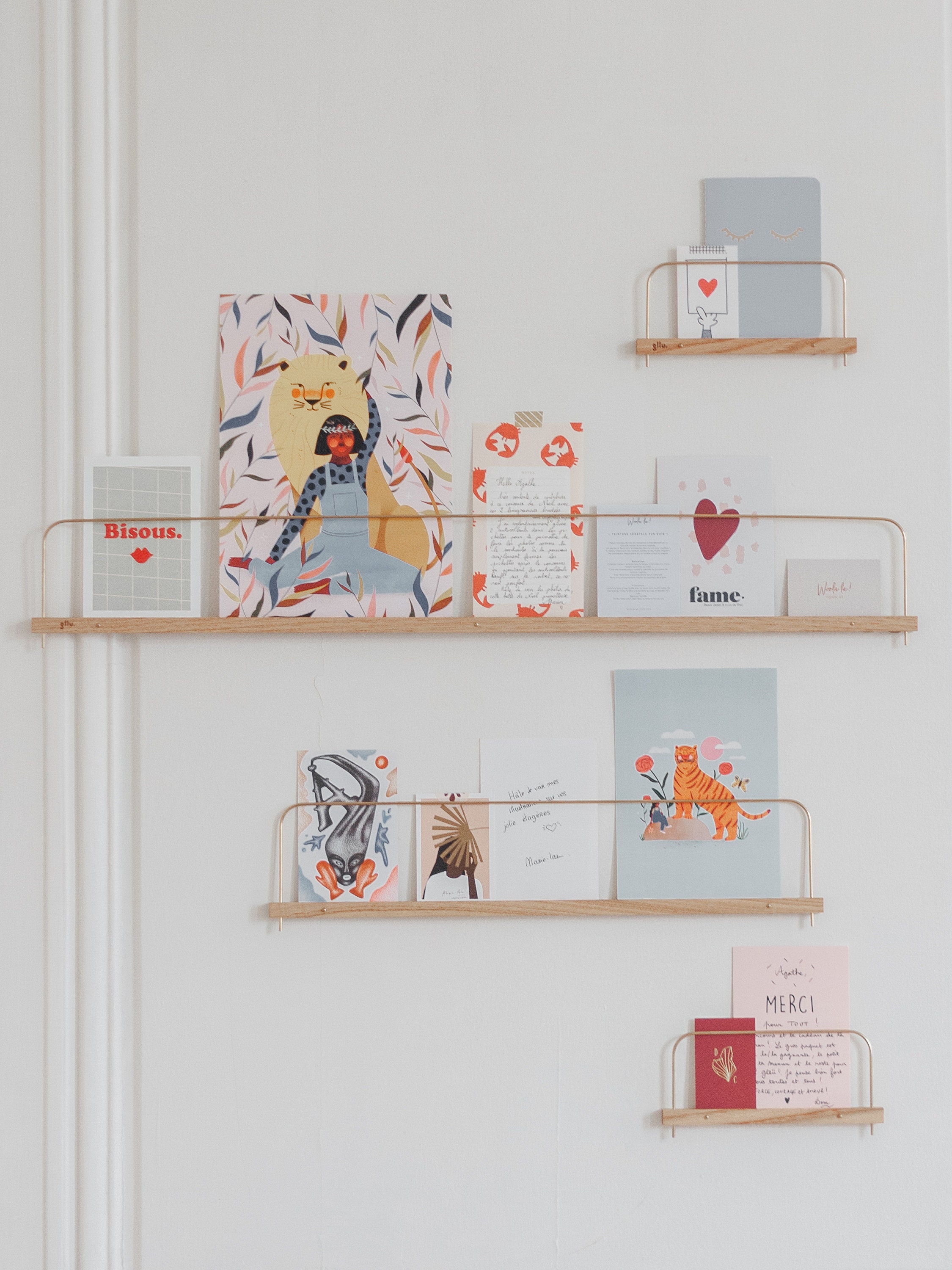 Photo Polaroid & Postcard Shelf in Solid Chestnut Wood and - Etsy UK