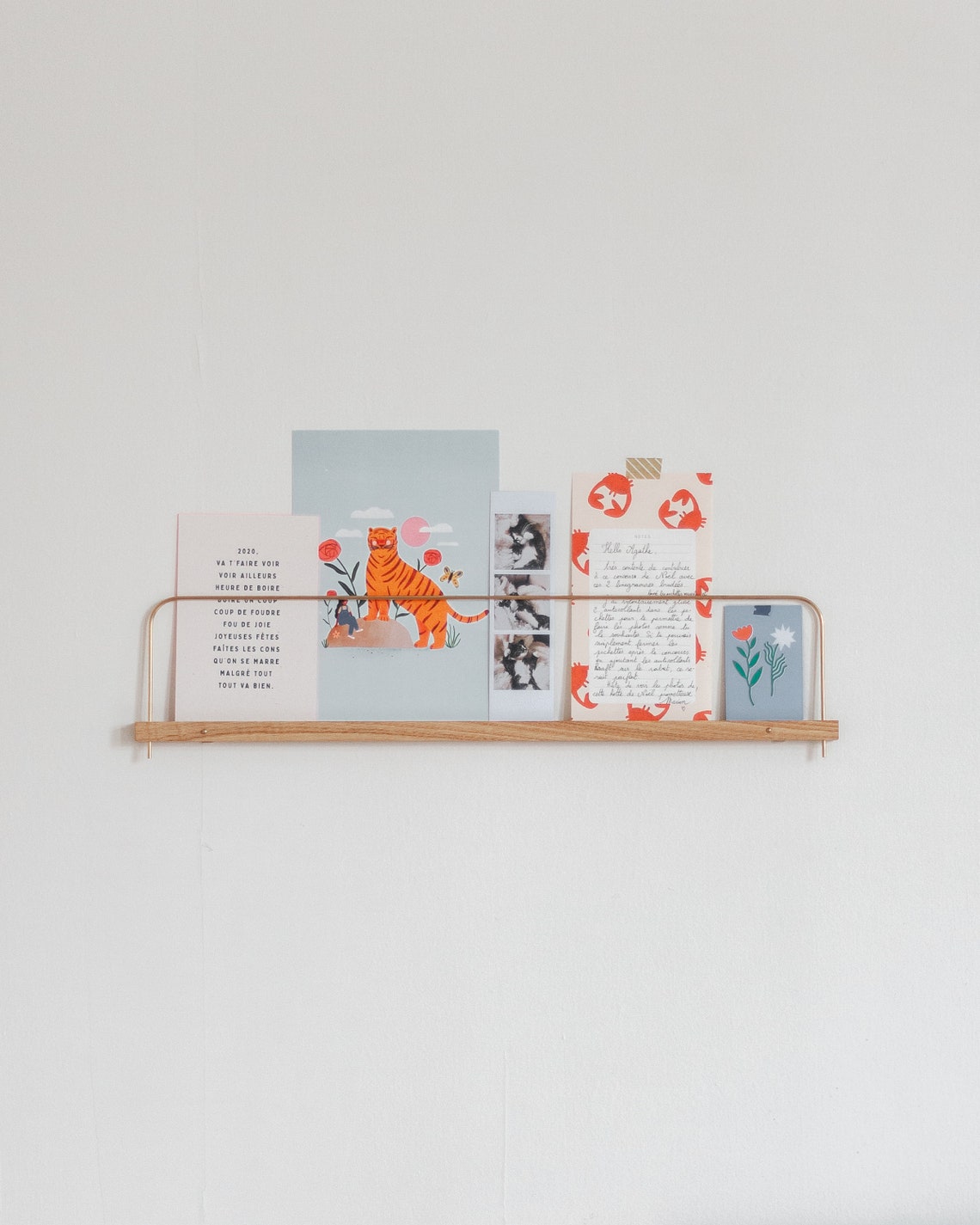 Photo Polaroid & Postcard Shelf in Solid Chestnut Wood and - Etsy