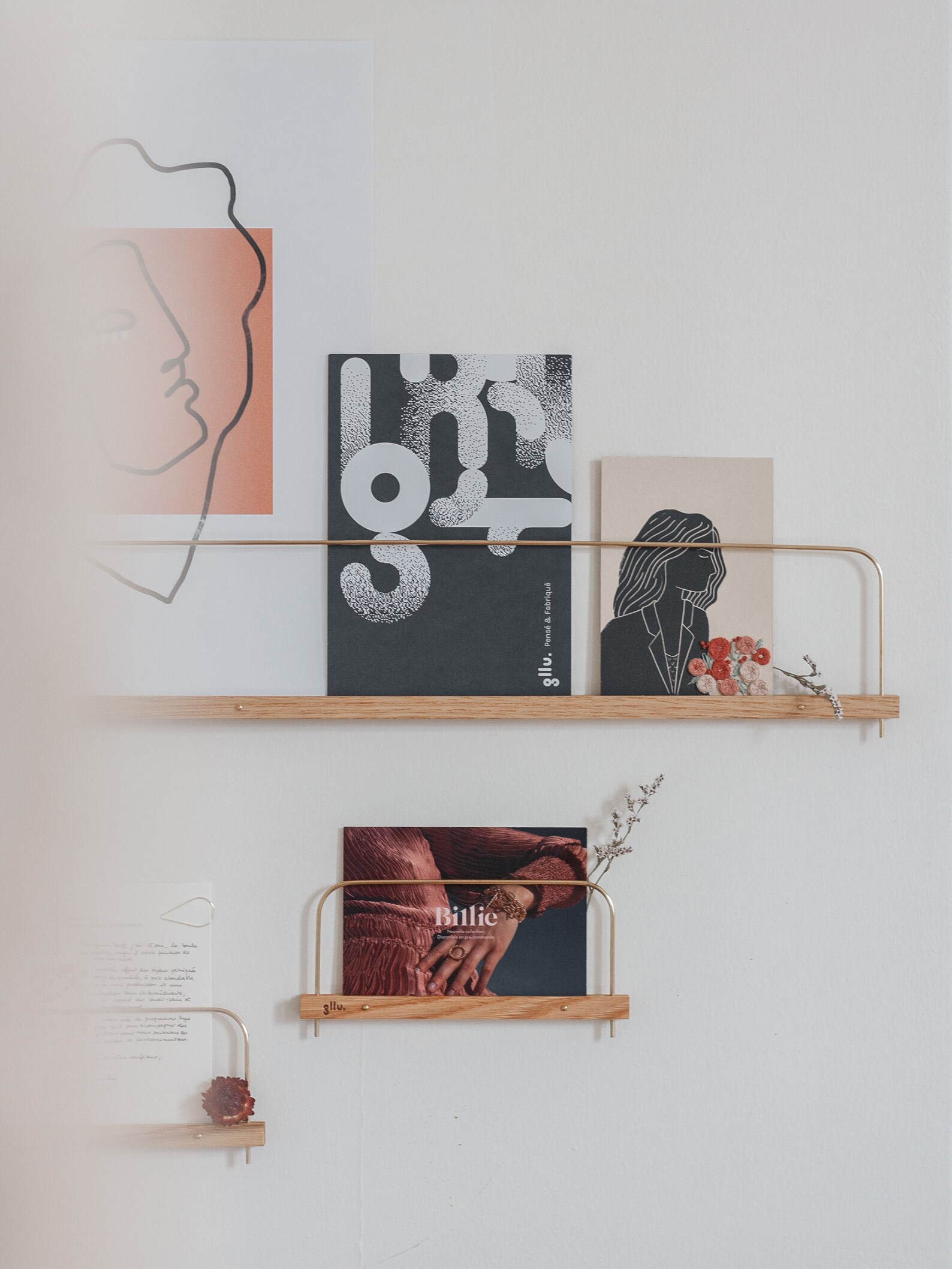 Photo Polaroid & Postcard Shelf in Solid Chestnut Wood and - Etsy UK