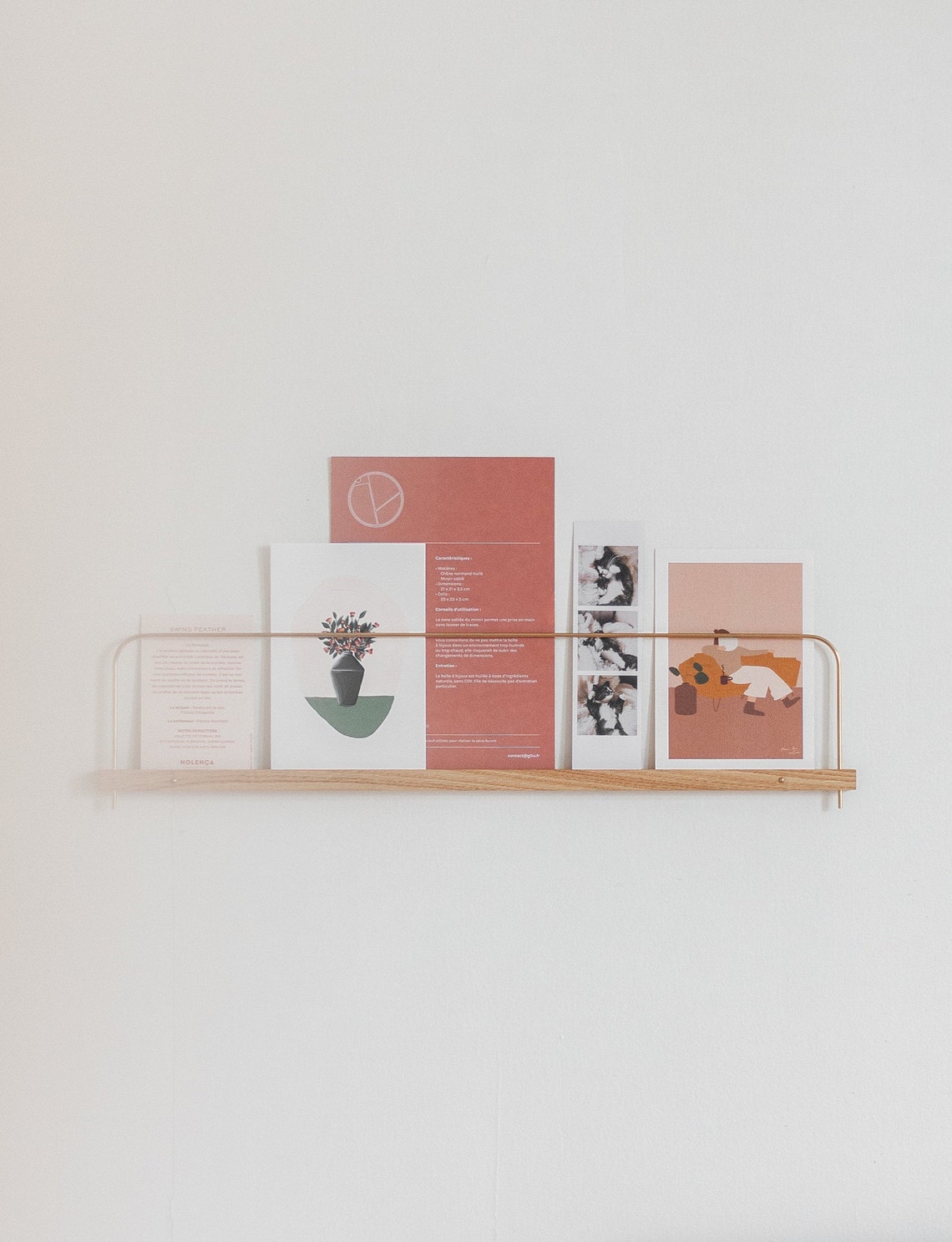 Photo Polaroid & Postcard Shelf in Solid Chestnut Wood and - Etsy