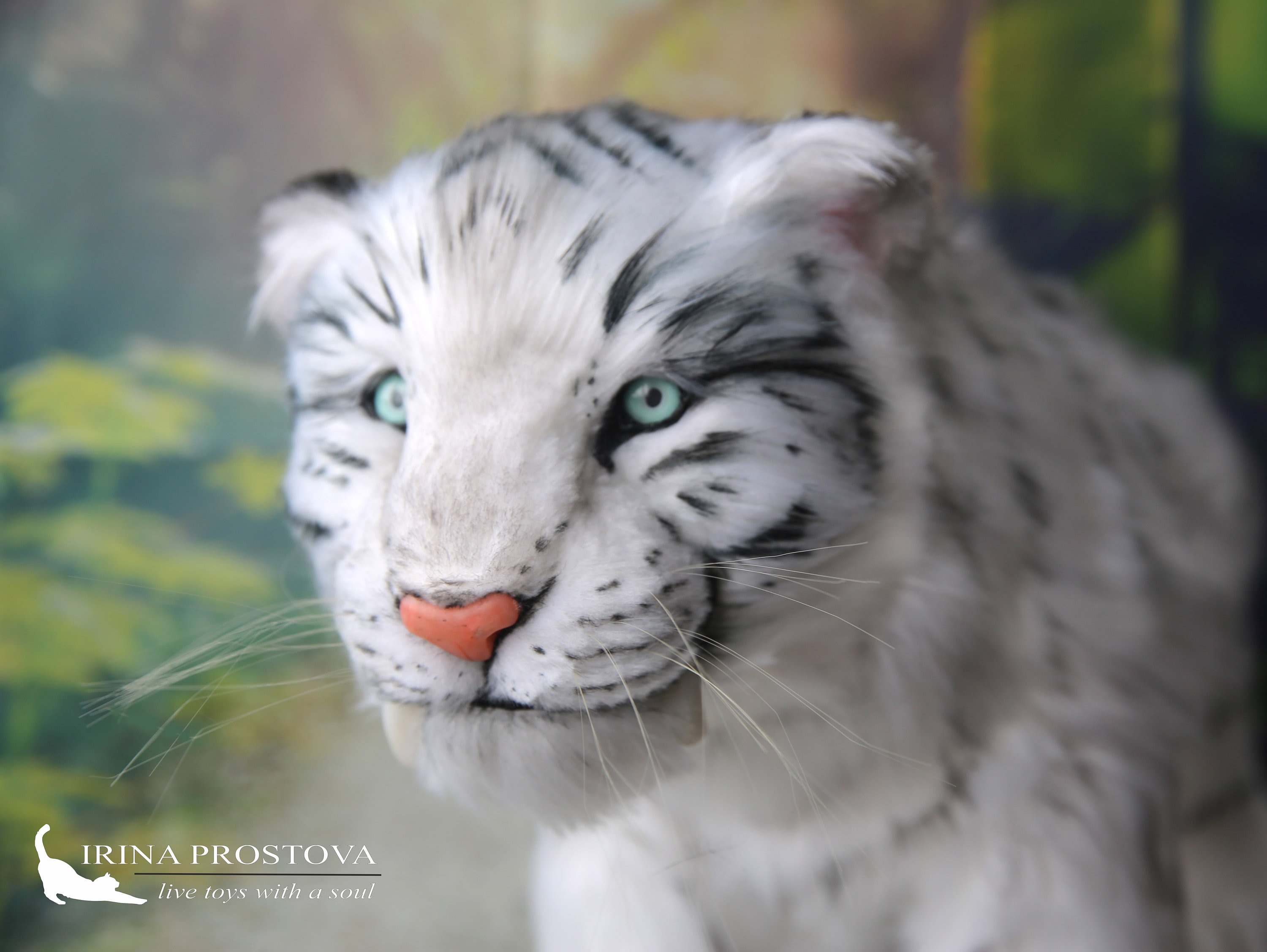 White Tiger cub plush toy Poseable art doll Realistic animals | Etsy