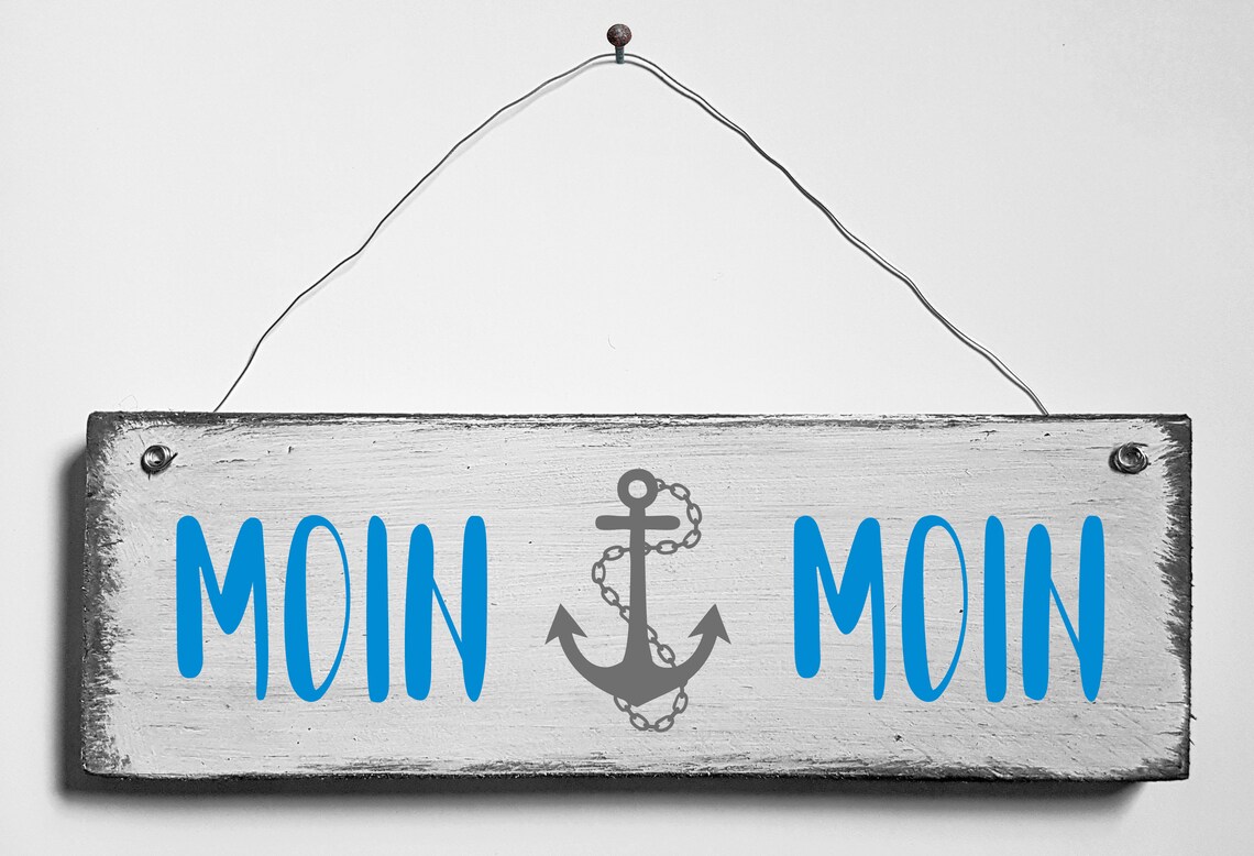 Moin Moin Holzschild Deko Türschild Retro Shabby Style Handarbeit ...