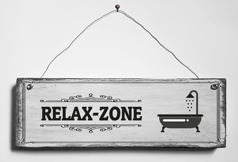Relaxation Zone Wooden Sign Decorative Door Sign Retro Shabby Style ...