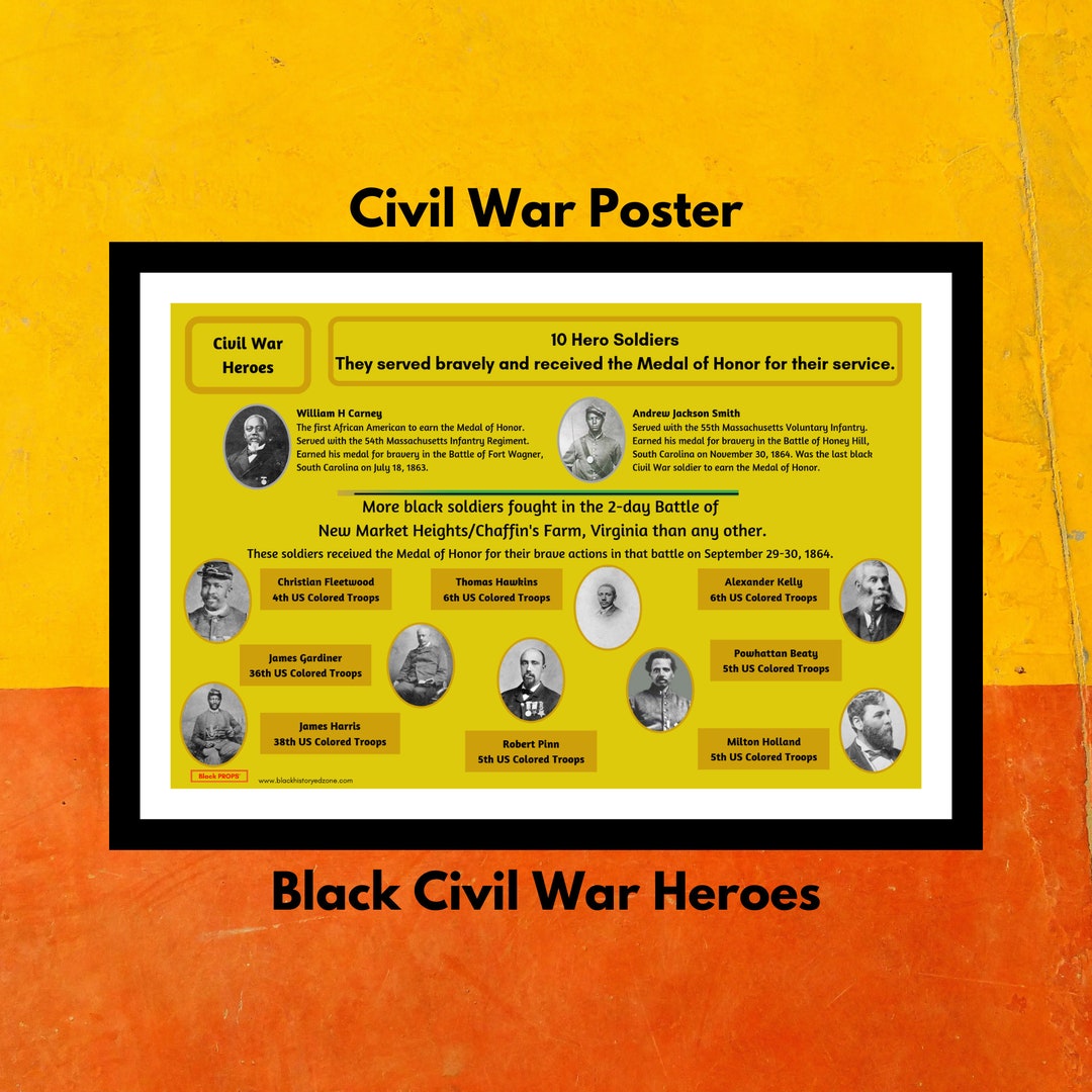 Civil War Poster | Black Civil War Heroes | Black History Poster ...