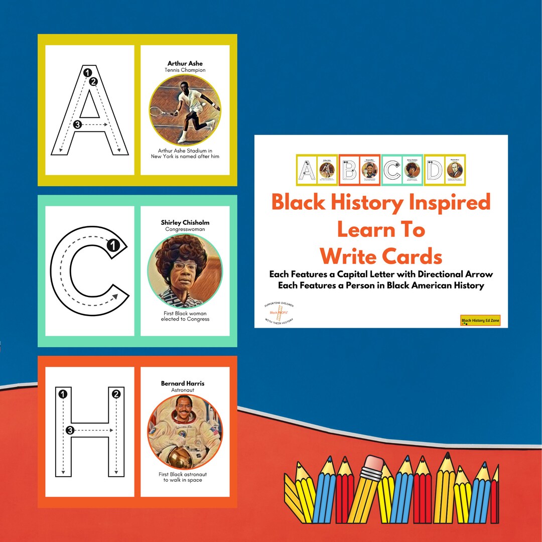 Alphabet Learn-to-write Cards, Printable Black History Cards - Etsy