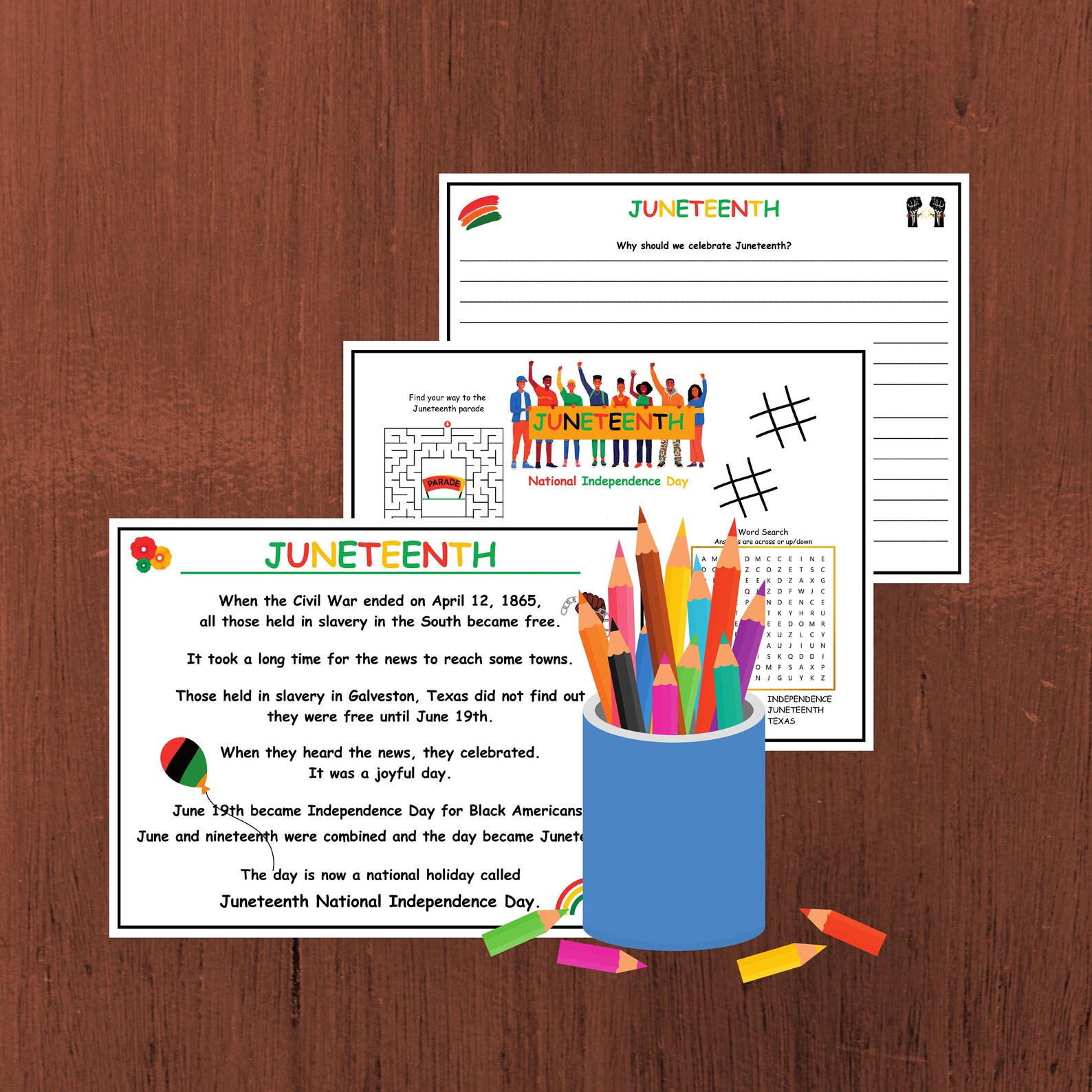 Juneteenth Printable, Juneteenth Facts, Kid Placemat With Activities ...