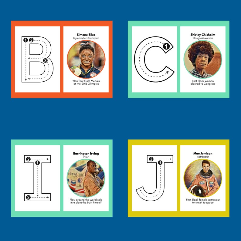 Alphabet Learn-to-write Cards, Printable Black History Cards - Etsy
