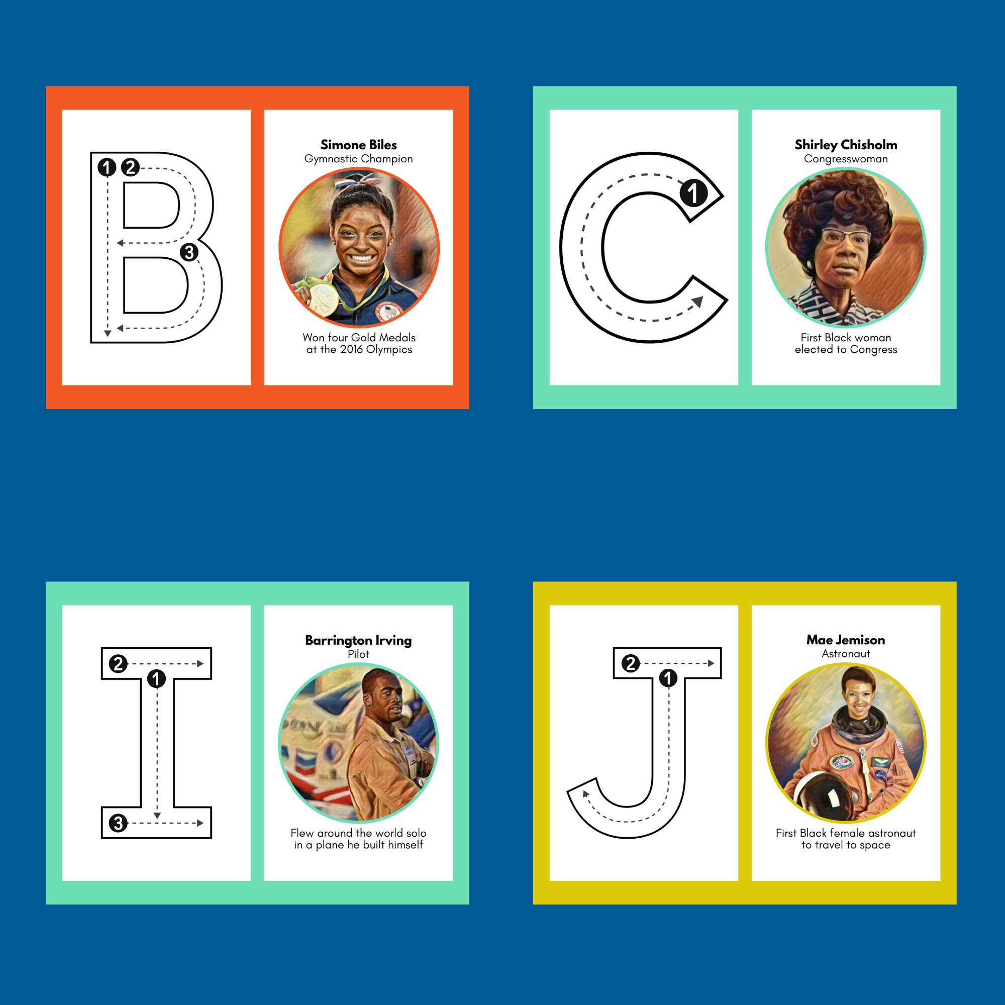 Alphabet Learn-to-write Cards, Printable Black History Cards - Etsy