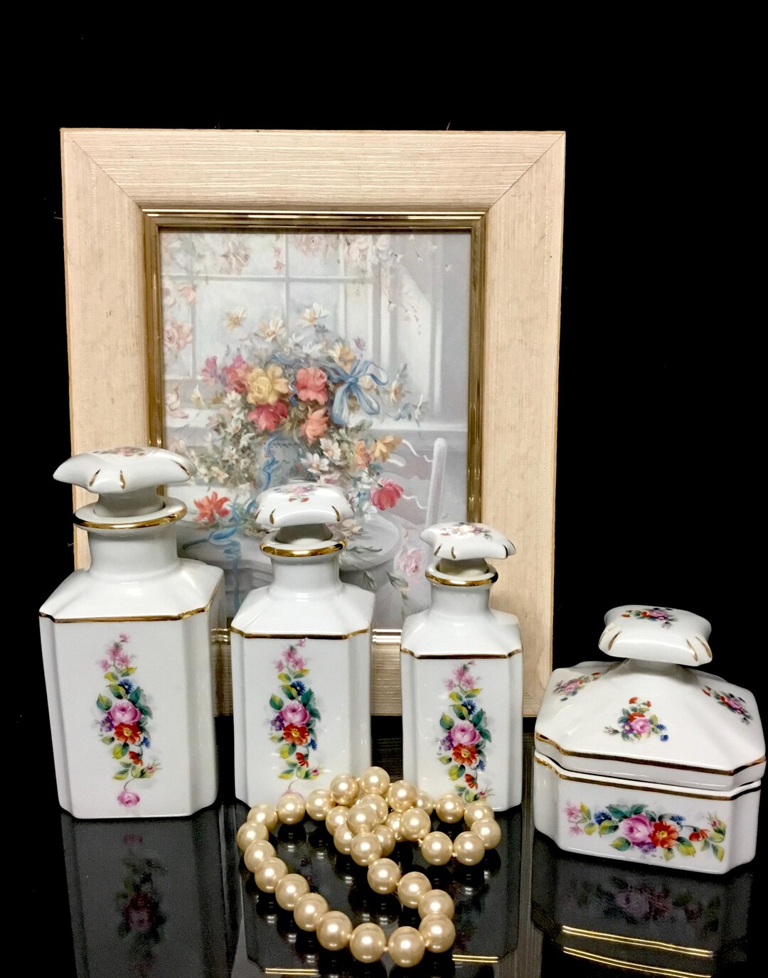 Limoges France Porcelaine Elegant and Gorgeous Set Floral Perfume ...