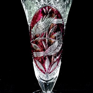 Crystal Vintage Hofbauer Red Bird Crystal Vase/bottle/ashtray. - Etsy