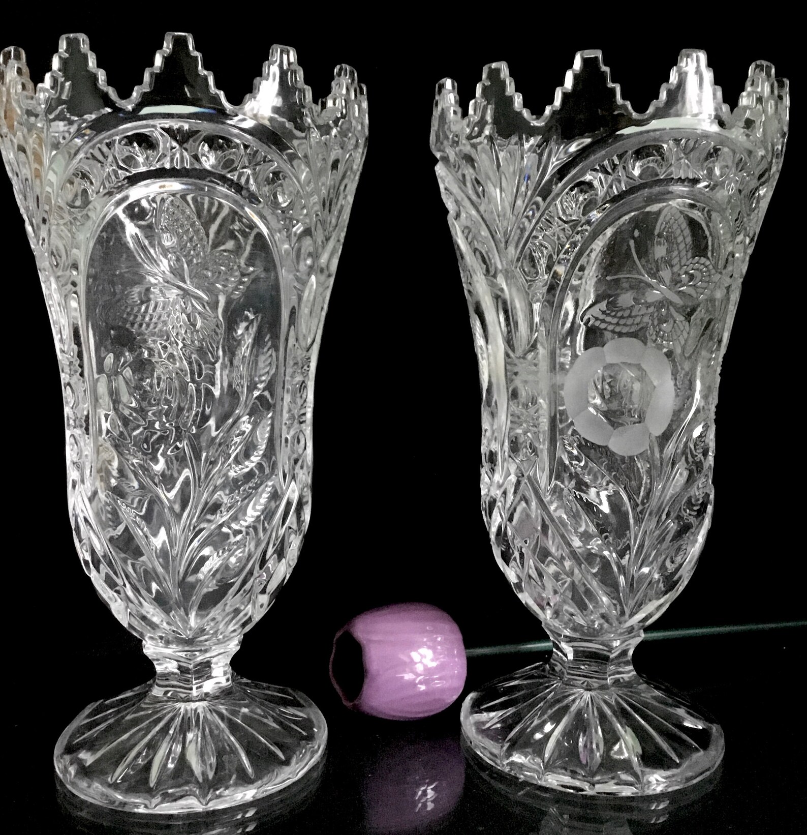 Italian Crystal Beautiful Crystal Vase With Decoration of - Etsy
