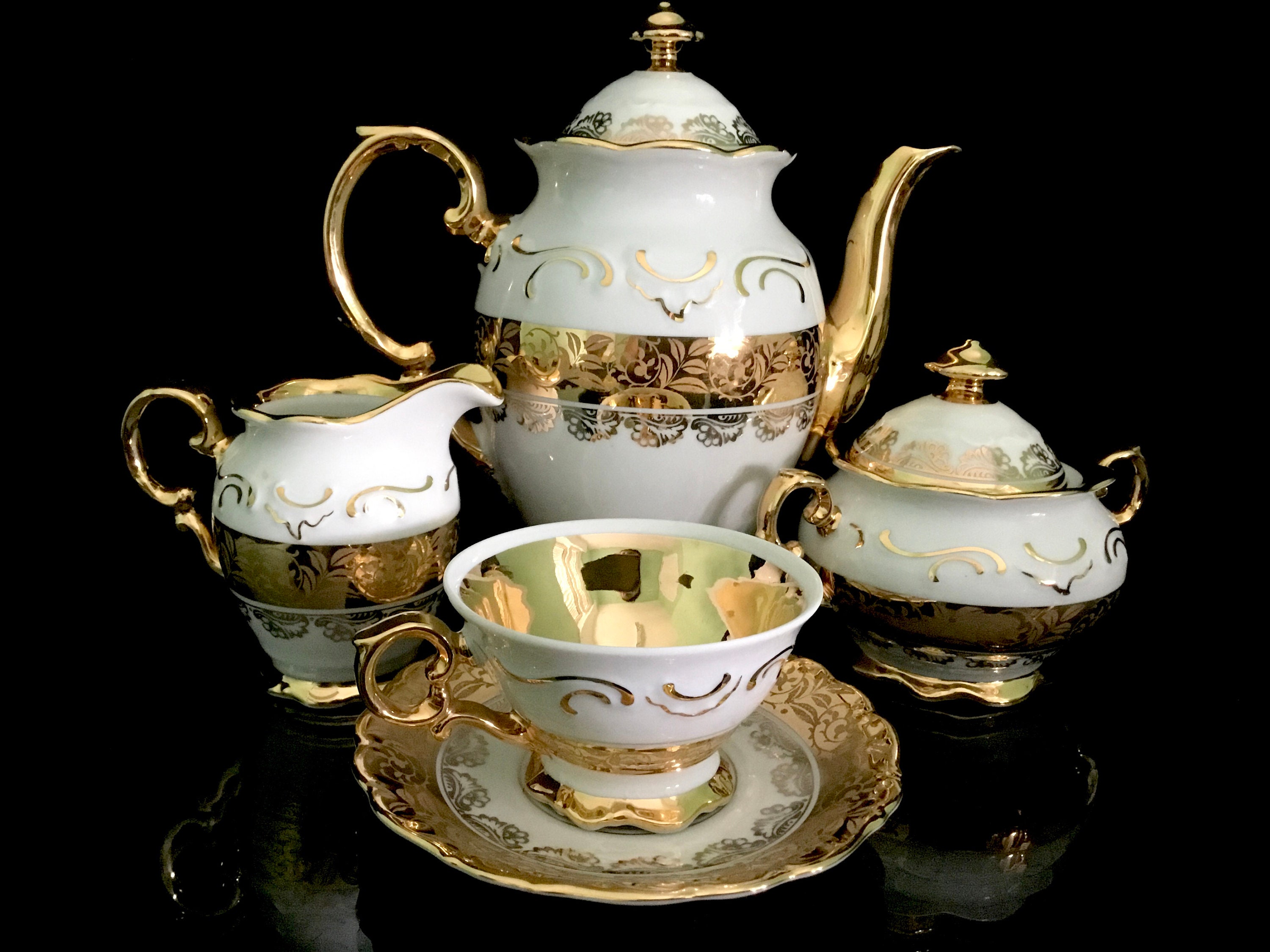 Art Nouveau German porcelain Bavaria antique tea set with | Etsy