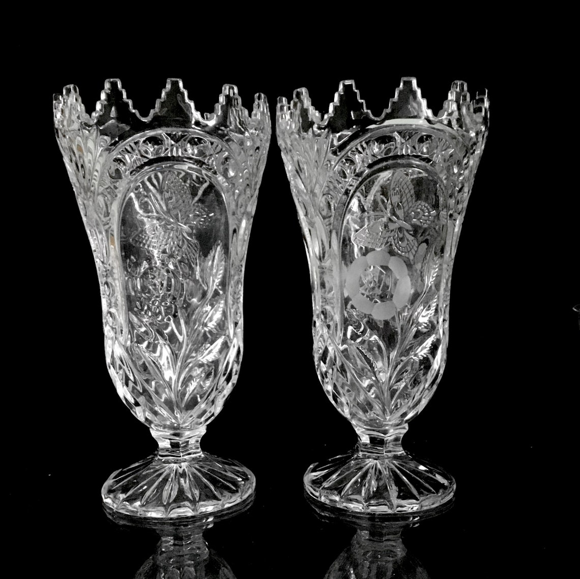 Italian Crystal Beautiful Crystal Vase With Decoration of - Etsy