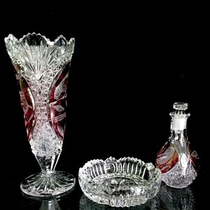 Crystal Vintage Hofbauer Red Bird Crystal Vase/bottle/ashtray. - Etsy