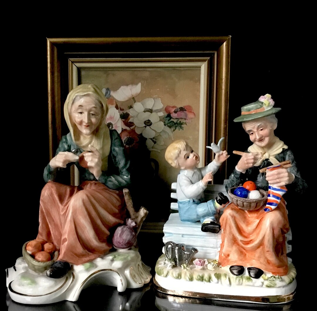 Capodimonte Italian Figurine Porcelain Old Woman and Grandmother and ...