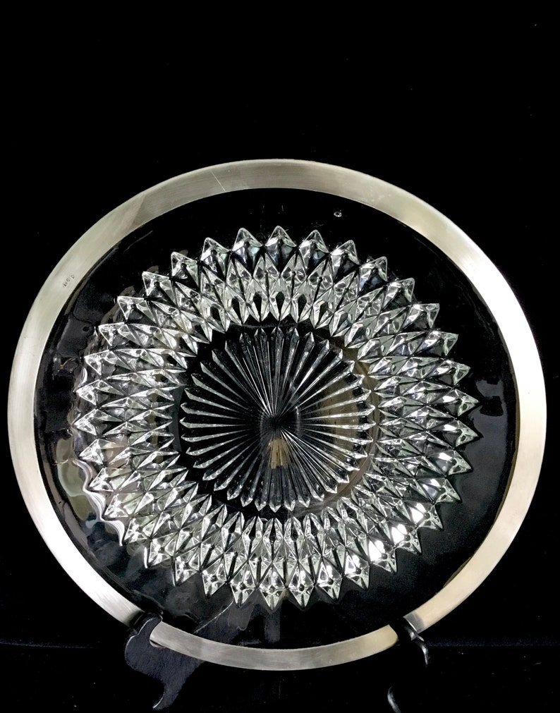 Crystal Vase Bowl Plate With Silver Edges - Etsy