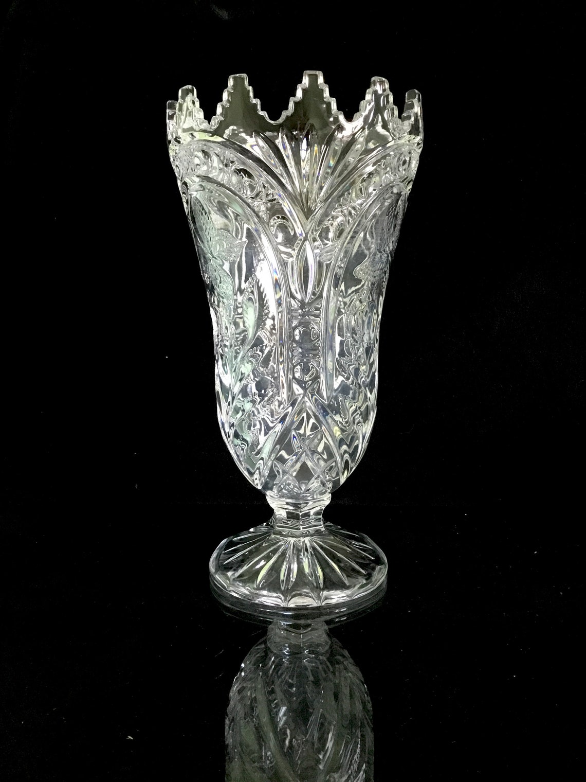 Italian Crystal Beautiful Crystal Vase With Decoration of | Etsy