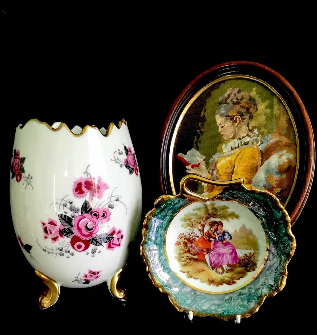 Limoges Unique Elté Porcelain Art Deco Antigo Floral Vase /vintage ...