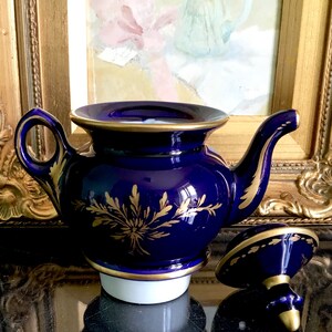 Limoges Porcelain Vintage Floral Teapot in Cobalt Blue - Etsy