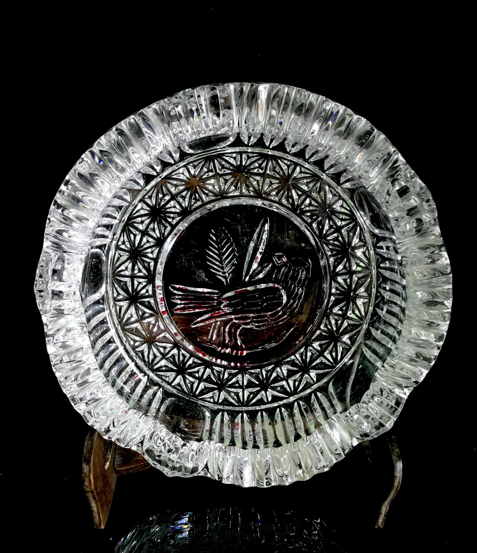 Crystal Vintage Hofbauer Red Bird Crystal Vase/bottle/ashtray. - Etsy