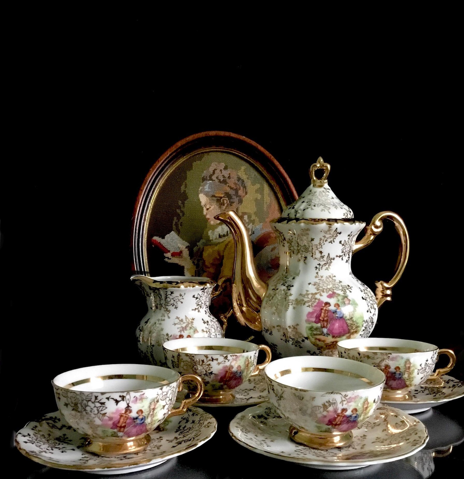 Antique French Romantic Tea Set Porcelain . Art Nouveau - Etsy