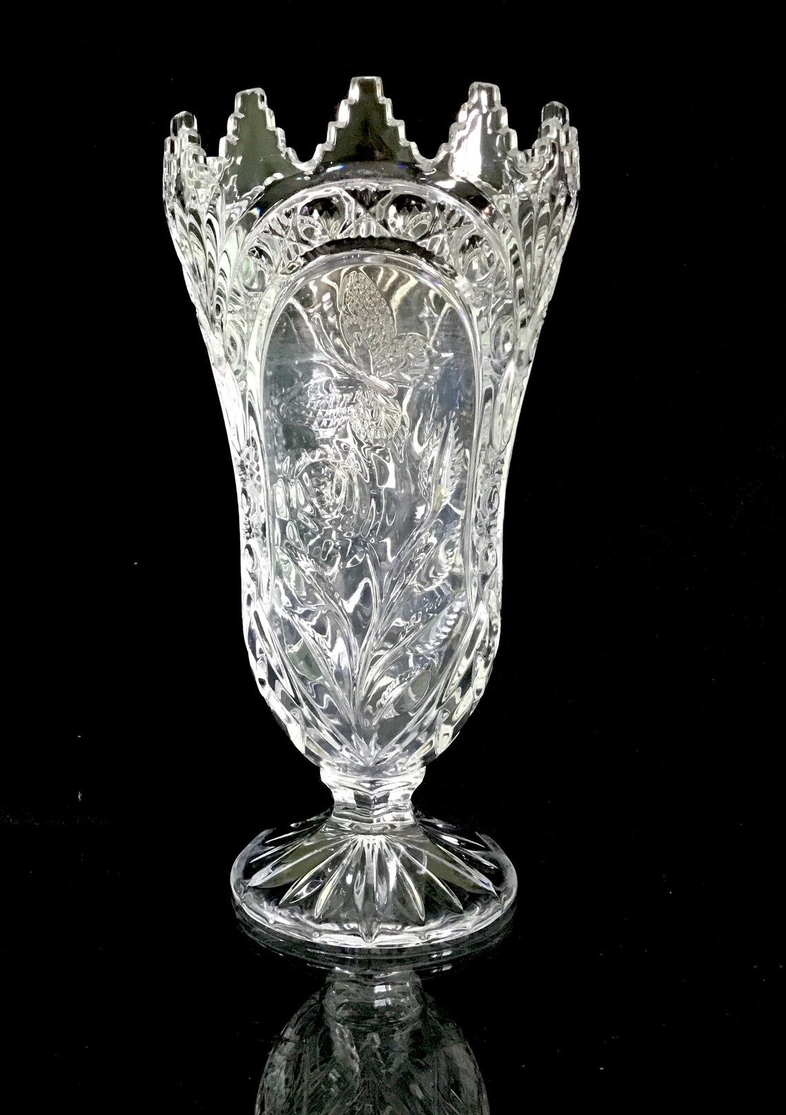 Italian Crystal Beautiful Crystal Vase With Decoration of - Etsy